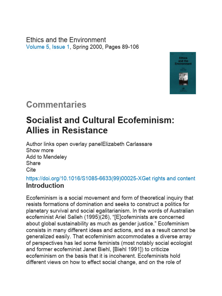 Ethics And The Environment Pdf Ecofeminism Feminism