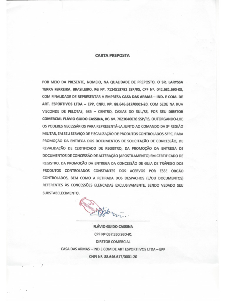 Carta Preposta - Henrique e Lary | PDF