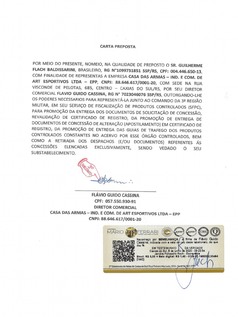 Carta Preposta - Guilherme | PDF