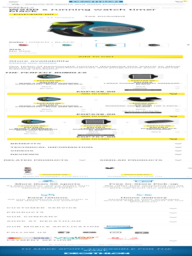 W200 S Running Watch Timer Black - Decathlon | PDF | Computing