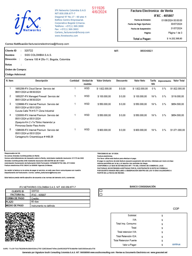 511926-Ifxc - 405807 | PDF | Factura | Bancos