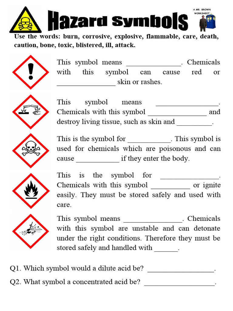 Hazard Symbols WS (DB) | PDF | Self-Improvement | Wellness