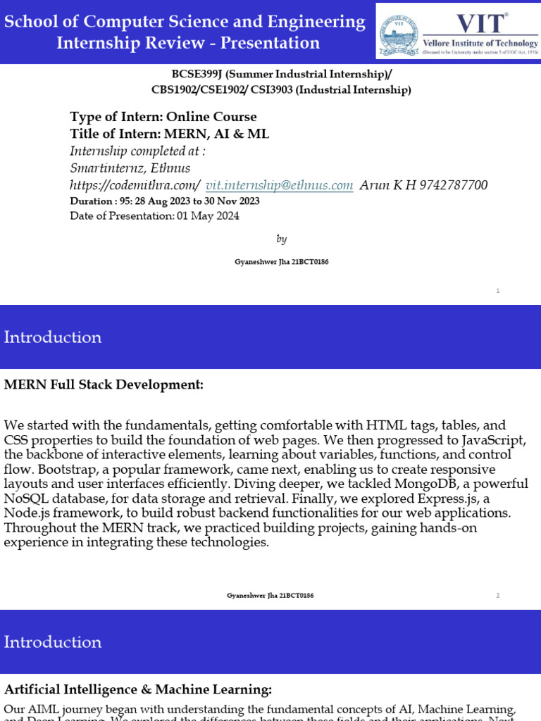MERN & AI/ML Internship Overview | PDF | Machine Learning | Artificial Intelligence