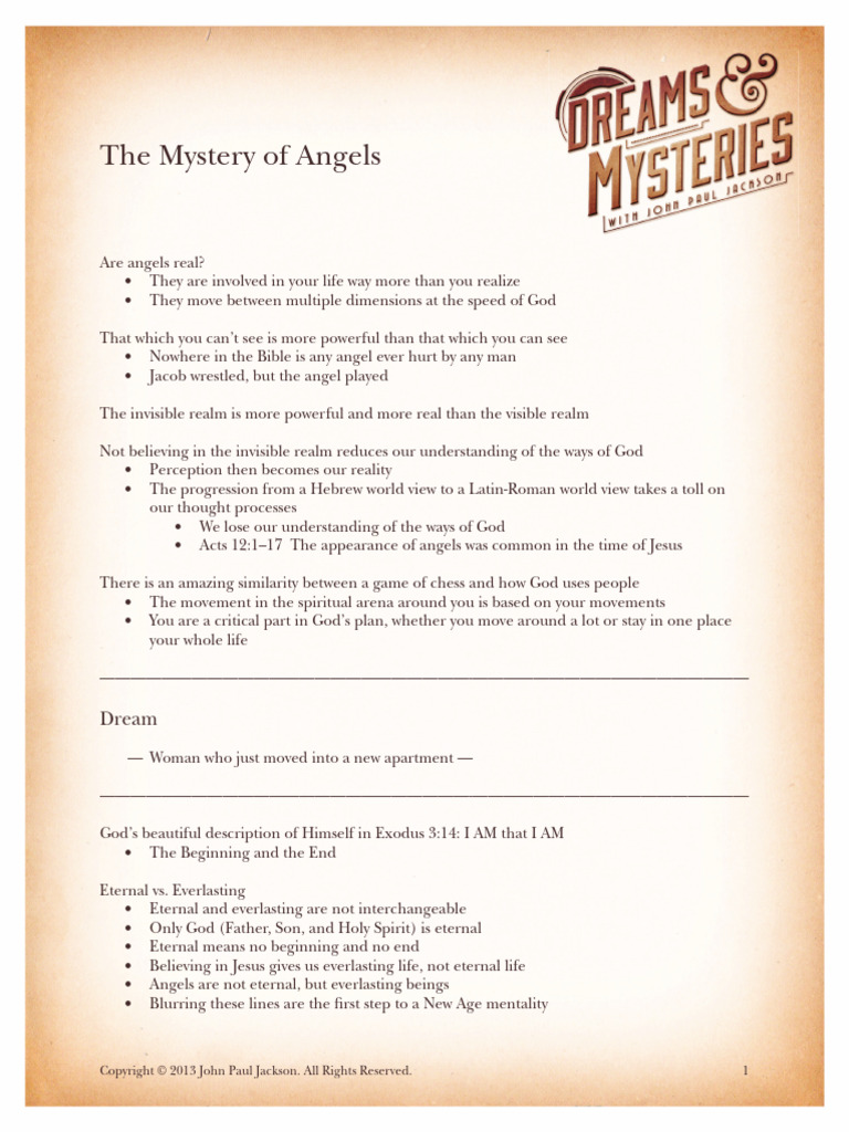 Dreams & Mysteries Notes - Angels | PDF | Angel | Eternal Life ...