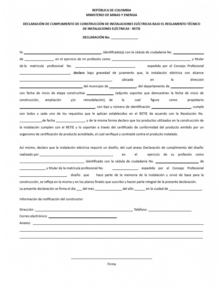 Declaración Constructor Anexo 2024 | PDF | Documento de identidad