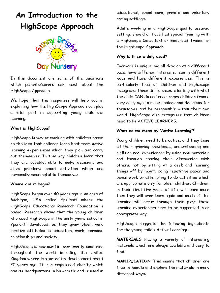 Introduction To HighScope | PDF | Learning | Caregiver