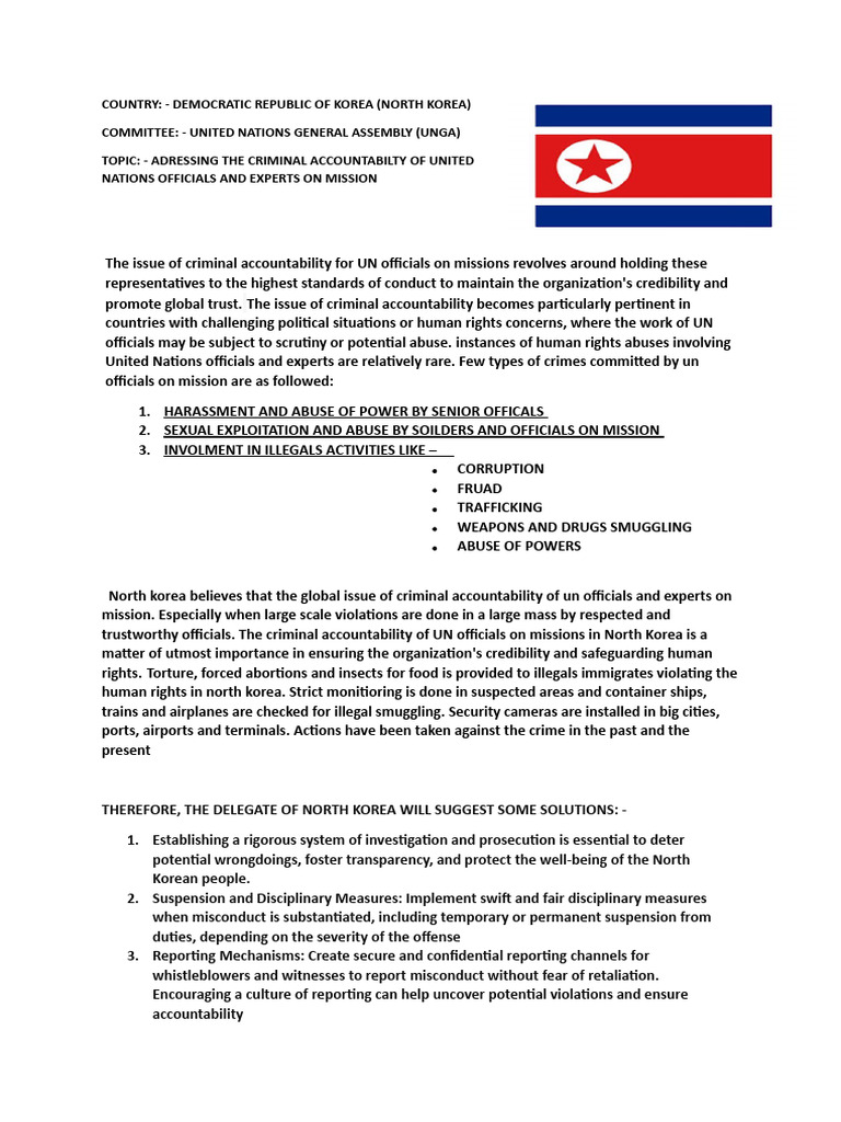 Position Paper | PDF | World Politics | North Korea