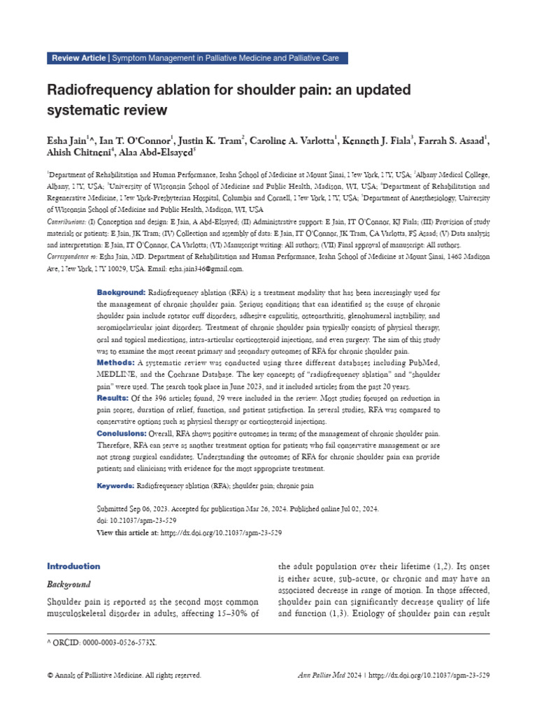 RF in Shoulder Pain | PDF | Randomized Controlled Trial | Medicine