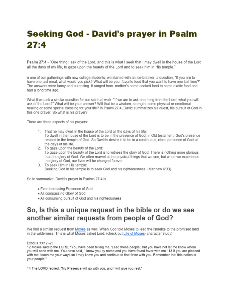 David's Prayer | PDF | Moses | Glory (Religion)