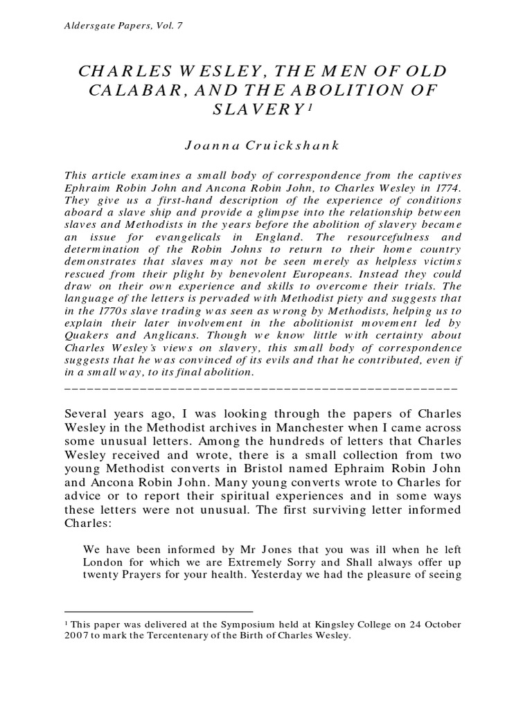 Letters from the Two Princes of Calabar | PDF | Methodism | Slavery