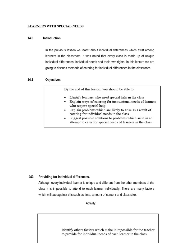 Learners With Special Needs | PDF | Learning | Learning Disability