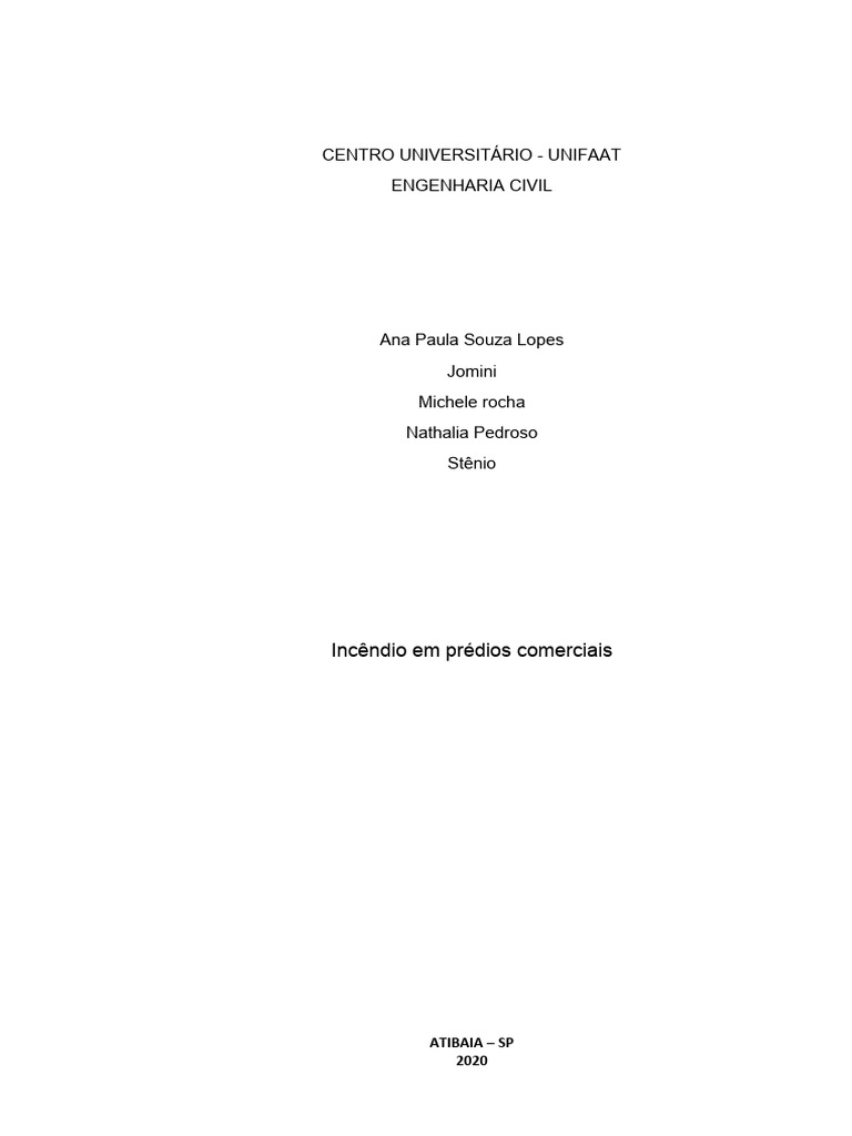 TCC - Incendio em Predios Comerciais | PDF | Resistência dos materiais | Tempo