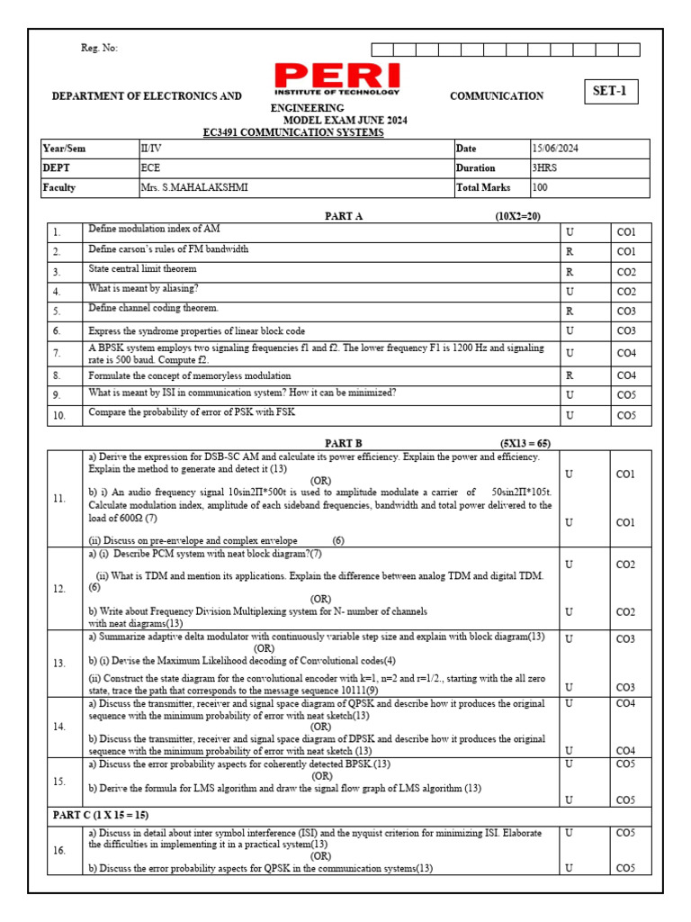 CS model (SET 1) | PDF | Frequency Modulation | Modulation
