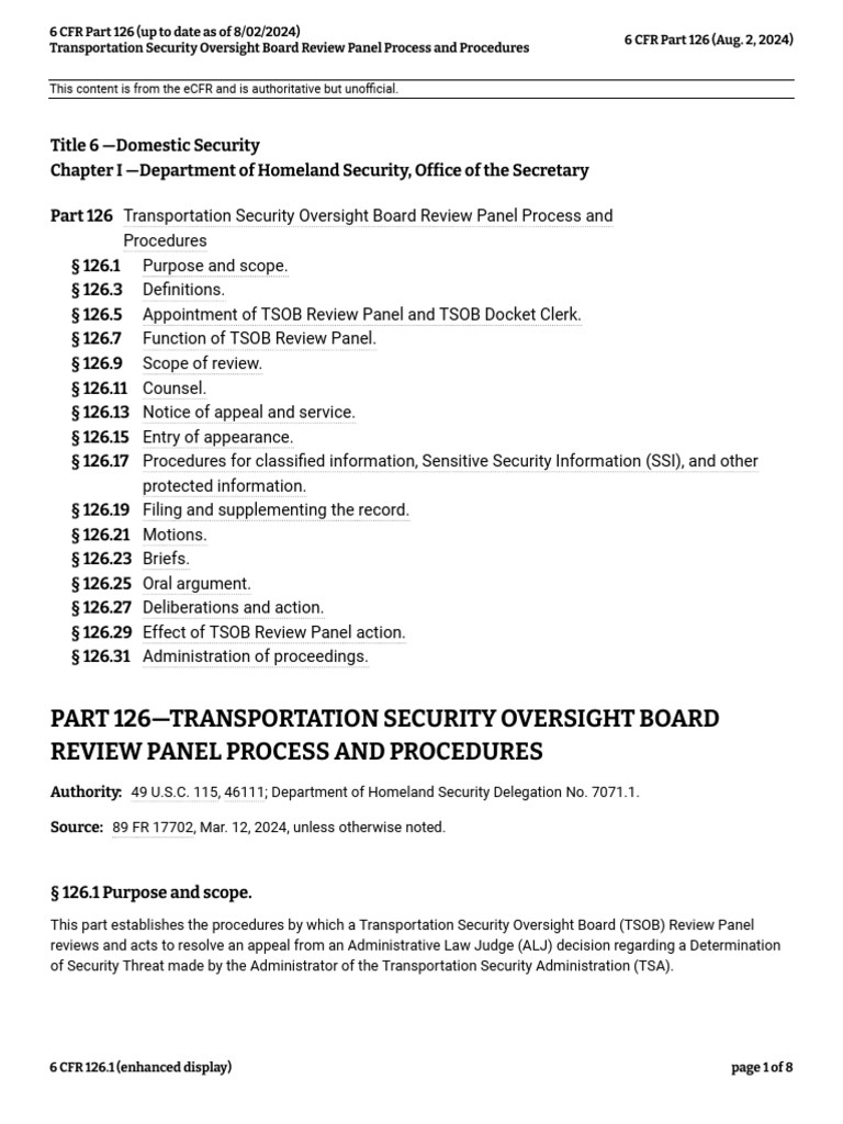 TSA Security Threat Appeal Process | PDF | Government | Judiciaries