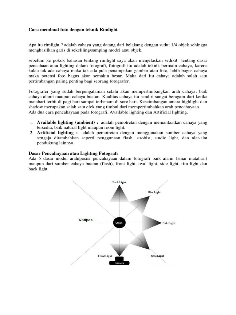 Cara Membuat Foto Dengan Teknik Rimlight | PDF