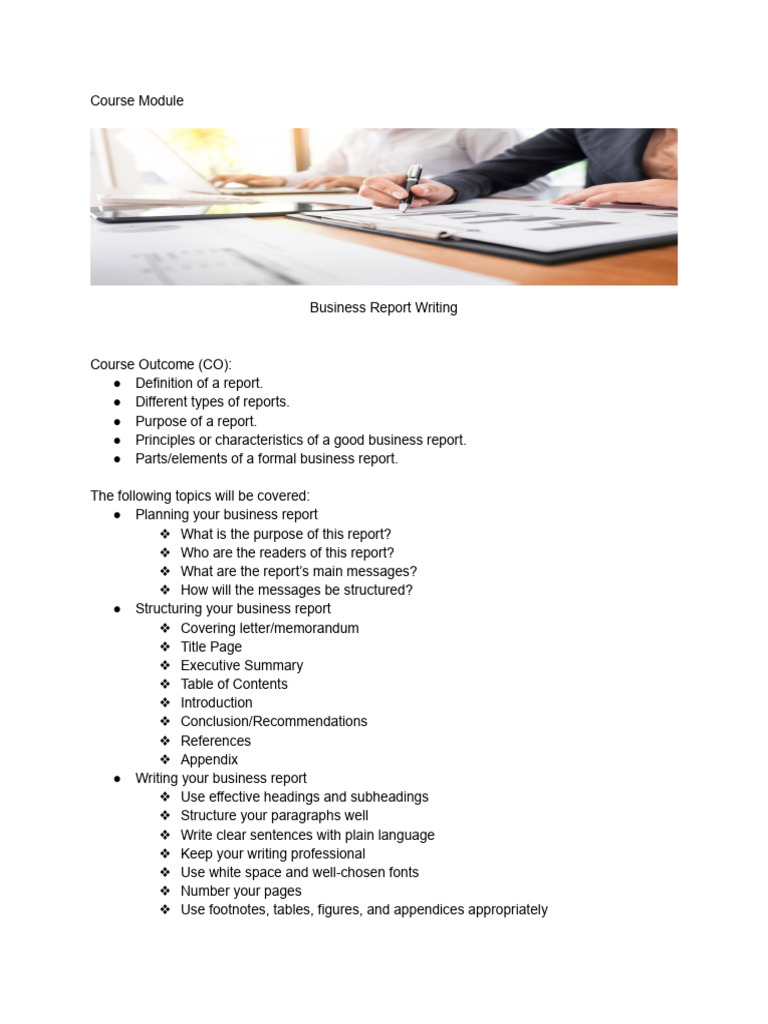 BUSINESS_REPORT_WRITING_MODULE.docx (2) | PDF | Memorandum | Paragraph