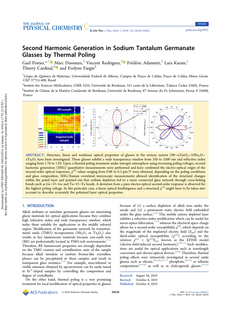 Second Harmonic Generation in Sodium Tantalum Germanate | PDF | Glasses ...