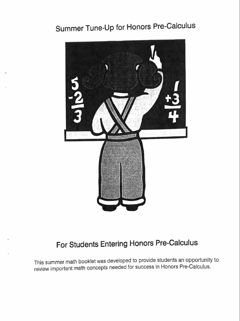 Summer Tune-Up For Honors Pre-Calculus With Answer Key | PDF