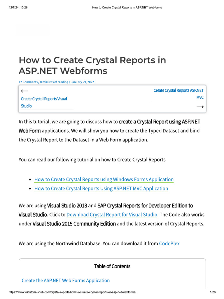 CR WebForms | PDF