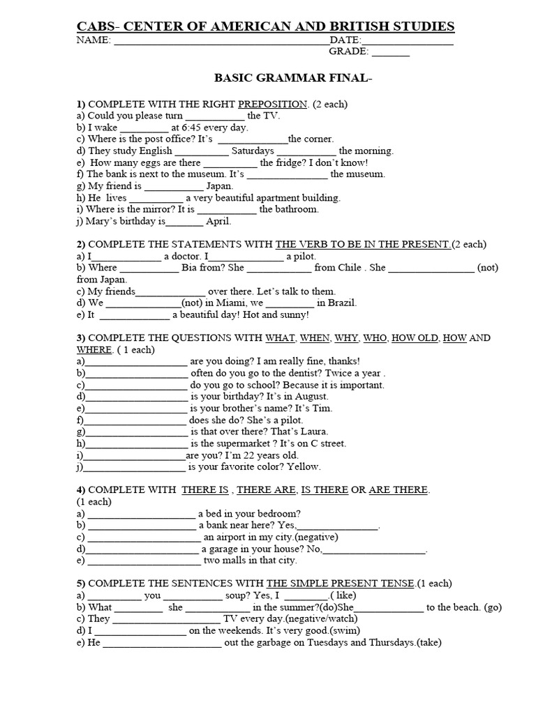 CABS Basic-final-gram | PDF | Linguistics | Grammar