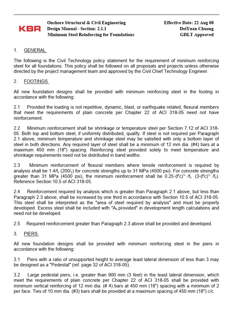 Minimum Steel Reinforcement Guidelines | PDF | Concrete | Area