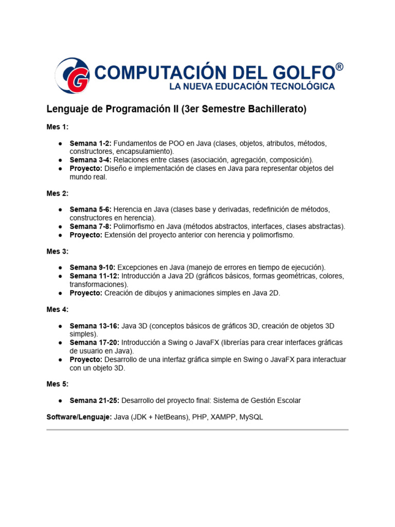 Temarios 1ero y 3ero | PDF | Java (lenguaje de programación) | Distribución de Linux