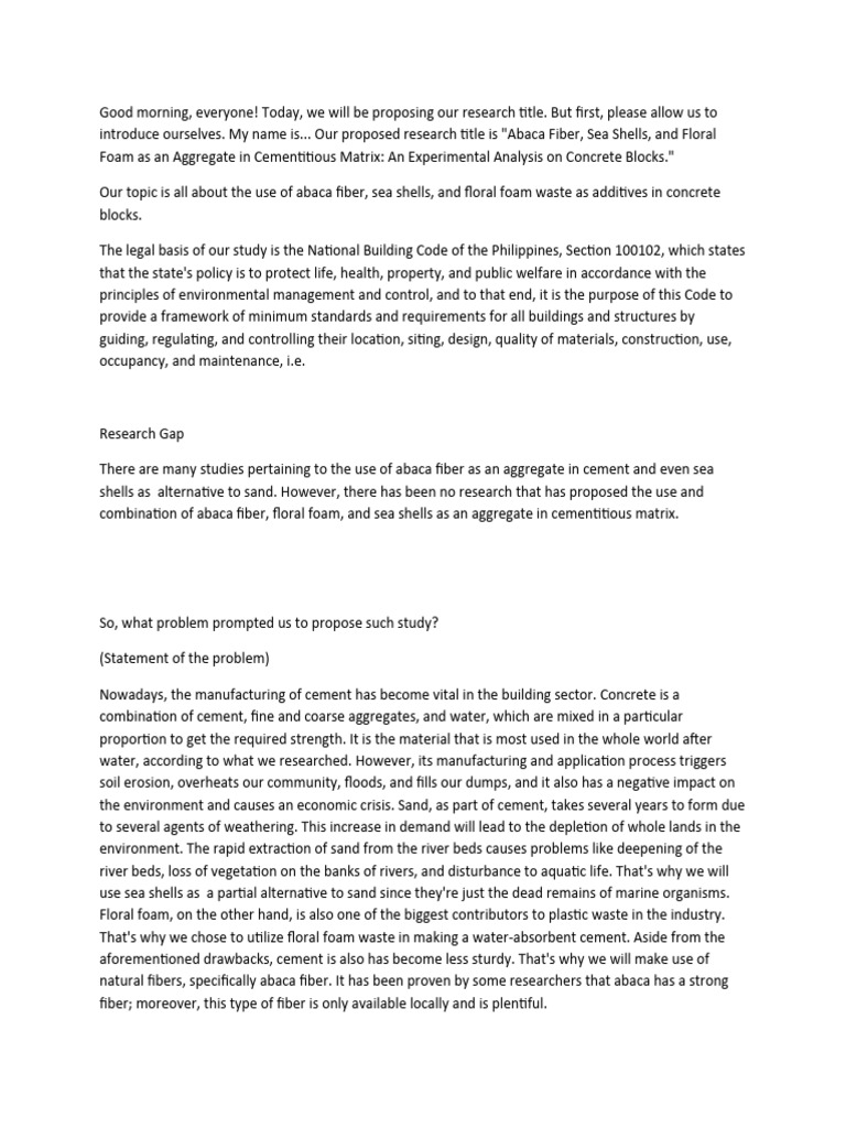 Research Script | PDF | Concrete | Cement