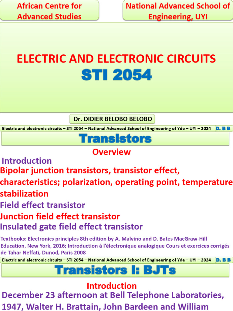 Sti 2054 Circuits Electriques Et Electroniques Part Ii Transistors | PDF | Field Effect ...