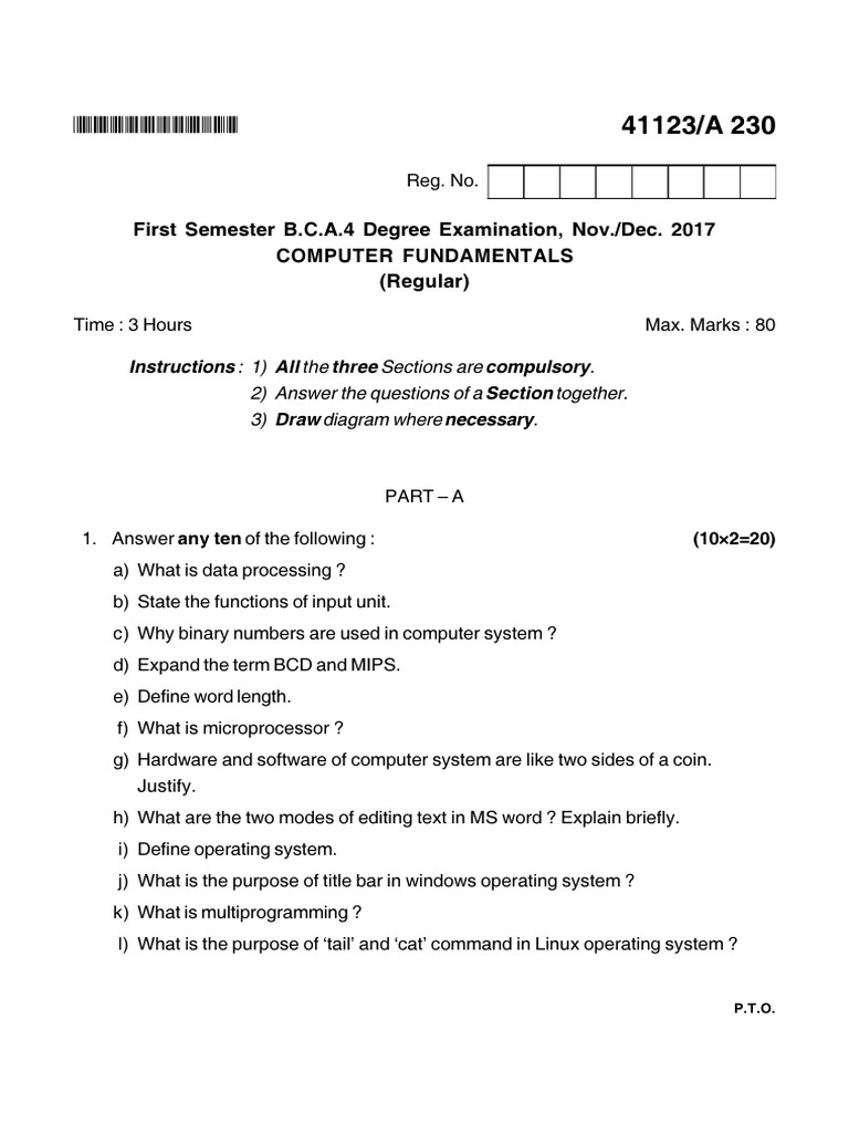 Computer Fundamentals Exam Paper | PDF | Computer Data Storage ...