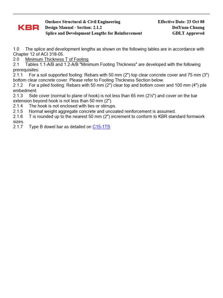 Splice and Development Lengths | PDF | Concrete | Building Materials
