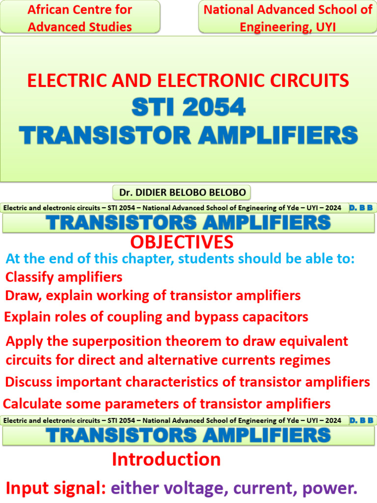 Sti 2054 Electric and Electrical Circuits Part Iii Transistors ...