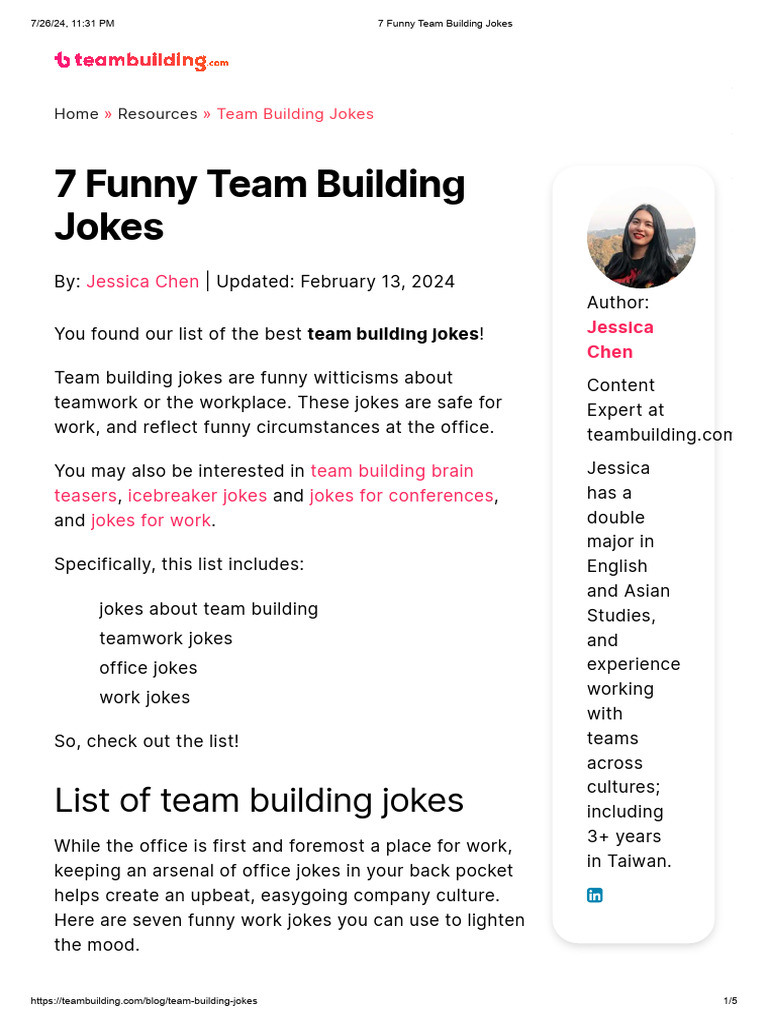 7 Funny Team Building Jokes | PDF