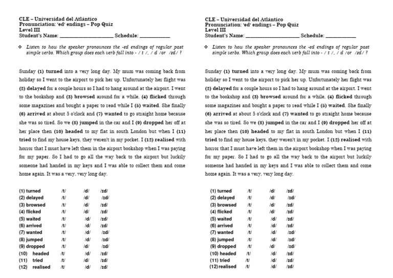 Pop Quiz - Regular Verbs | PDF | Linguistics | Languages