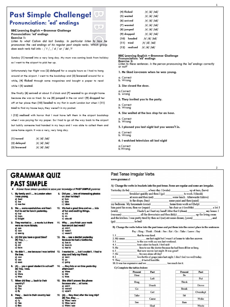Simple past - challenge | PDF | English Language | Languages