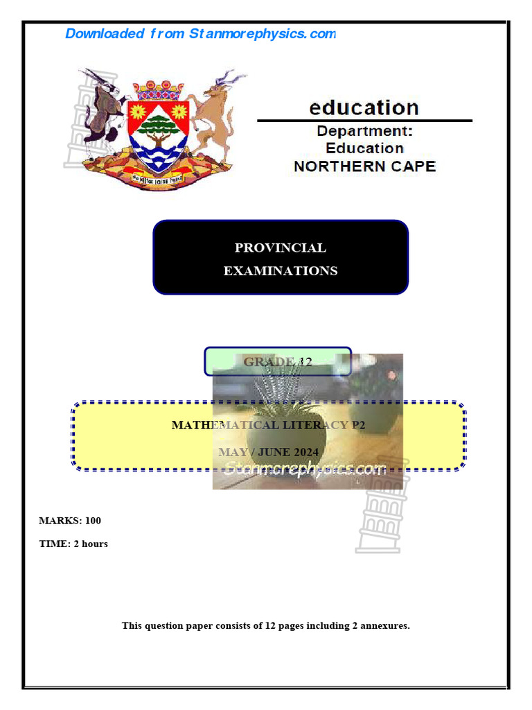 NC Maths Literacy Grade 12 June 2024 P2 and Memo | PDF | Plaster | Area