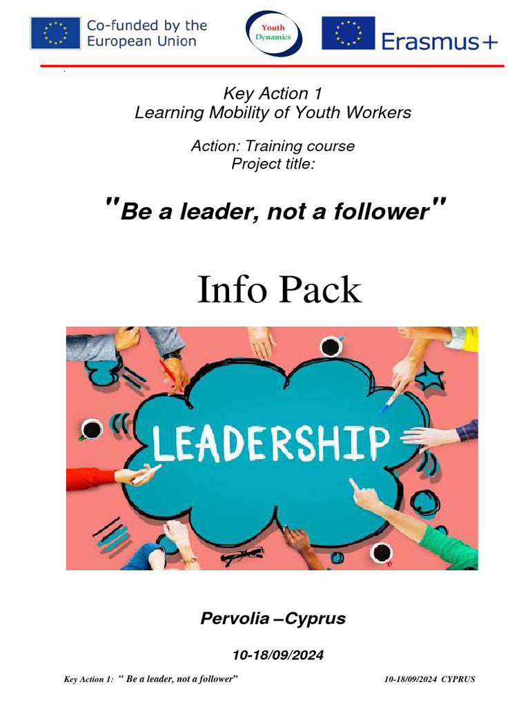 INFO PACK - Be A Leader, Not A Follower | PDF | Leadership | European Union