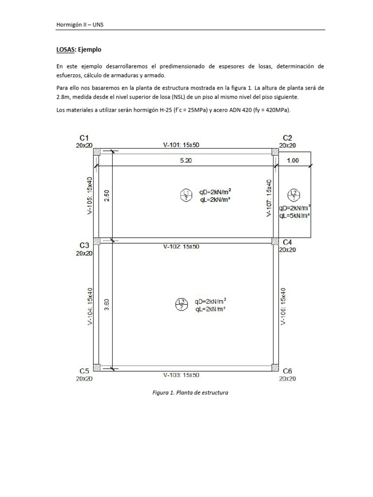 2023 - Hormigón II - Ejemplo Losas | PDF | Ingeniería de Edificación | Naturaleza