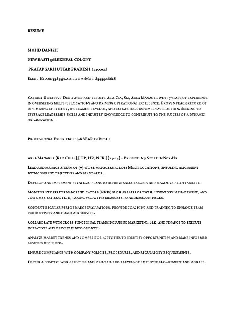 Mohd Danish CV | PDF | Sales | Economies