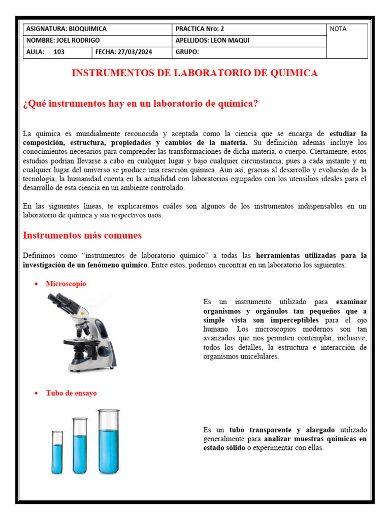 Bioquimica Leonsin | PDF | Química | Laboratorios