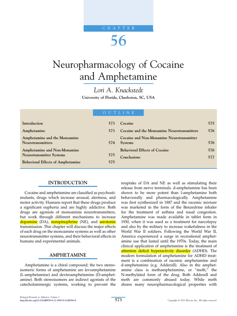 Neuropharmacology of Cocaine and Amphetamine | PDF | Methamphetamine ...