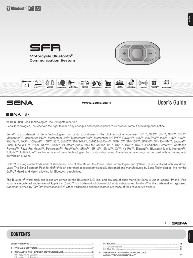 UsersGuide SFR 1.0.1 en 181112 | PDF | Bluetooth | Telephone