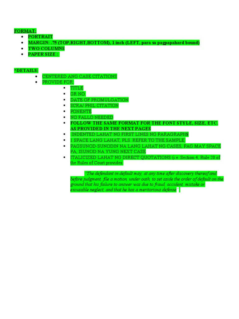 Format Civpro Case Digest | PDF | Pleading | Complaint