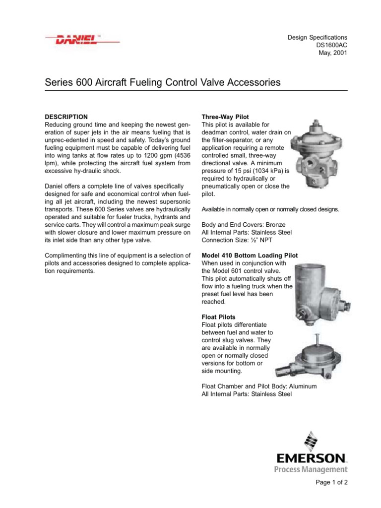 Daniel 600 Series Control Valve - Datasheet | PDF | Valve ...