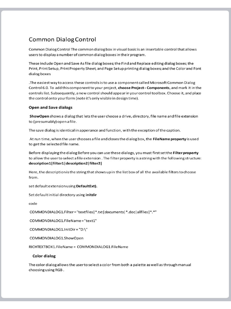 Common Dialouge Control | PDF