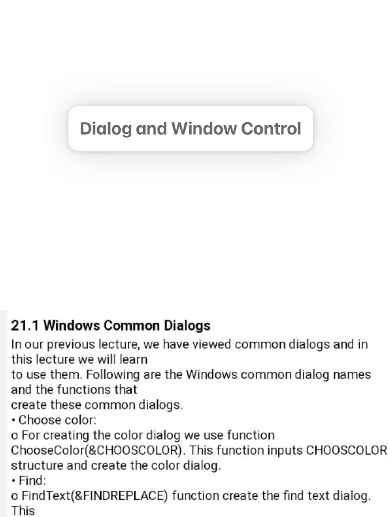 Dialouge and Window Control | PDF
