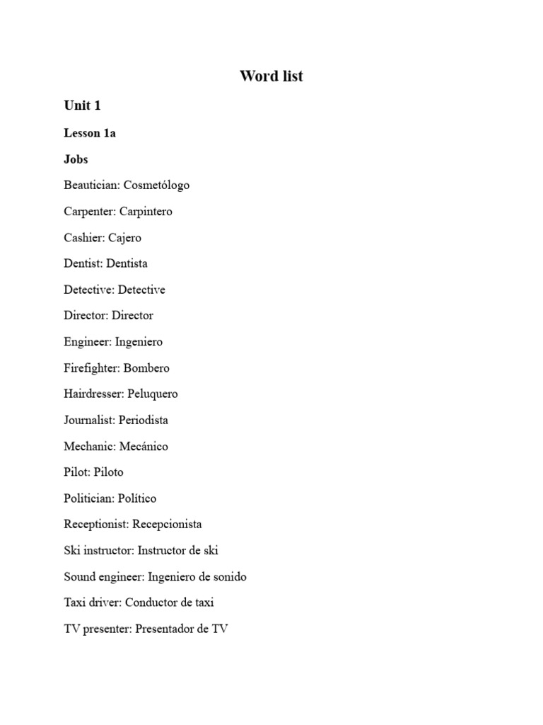 word list 2nd year | PDF
