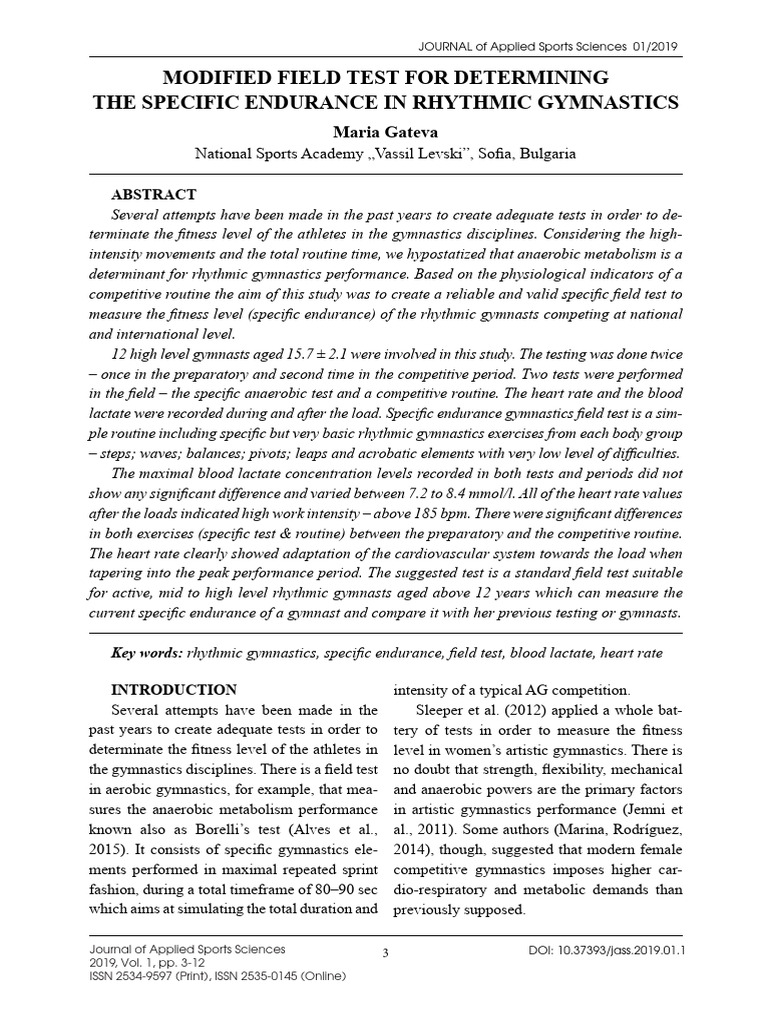 1 Modified Field Test For Determining The Specific Endurance in ...