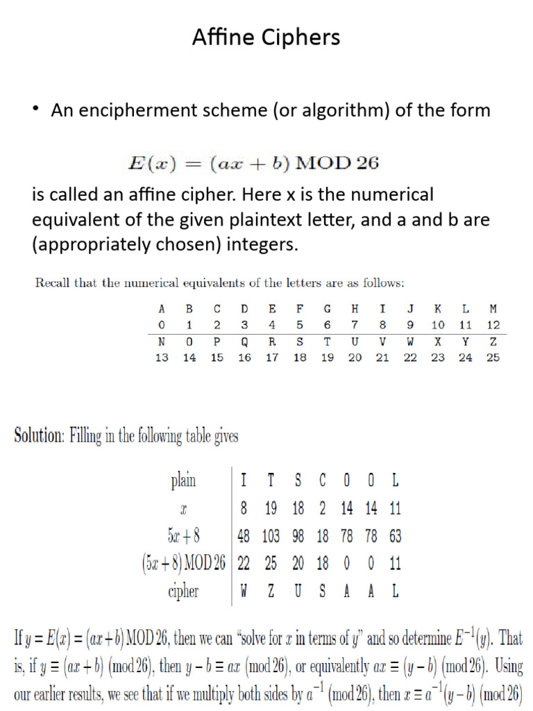 Affine Ciphers | PDF | Cipher | Cryptography Affine Ciphers | PDF | Cipher | Cryptography