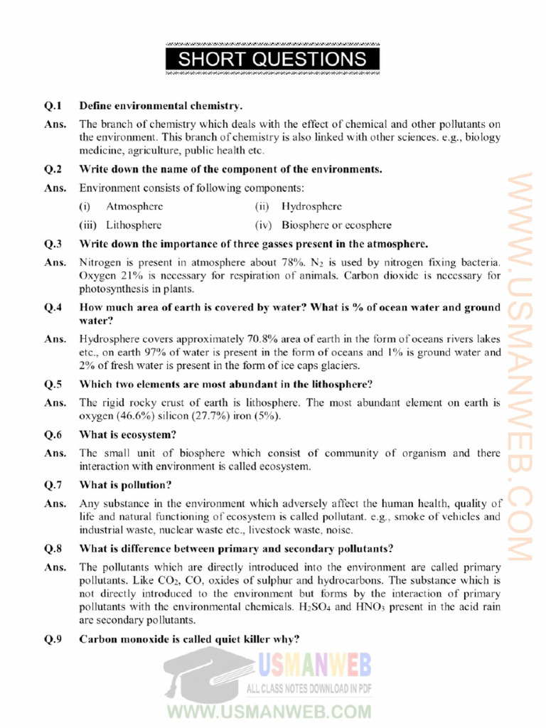 12th Chemistry CH 16 Short QA PBISE | PDF