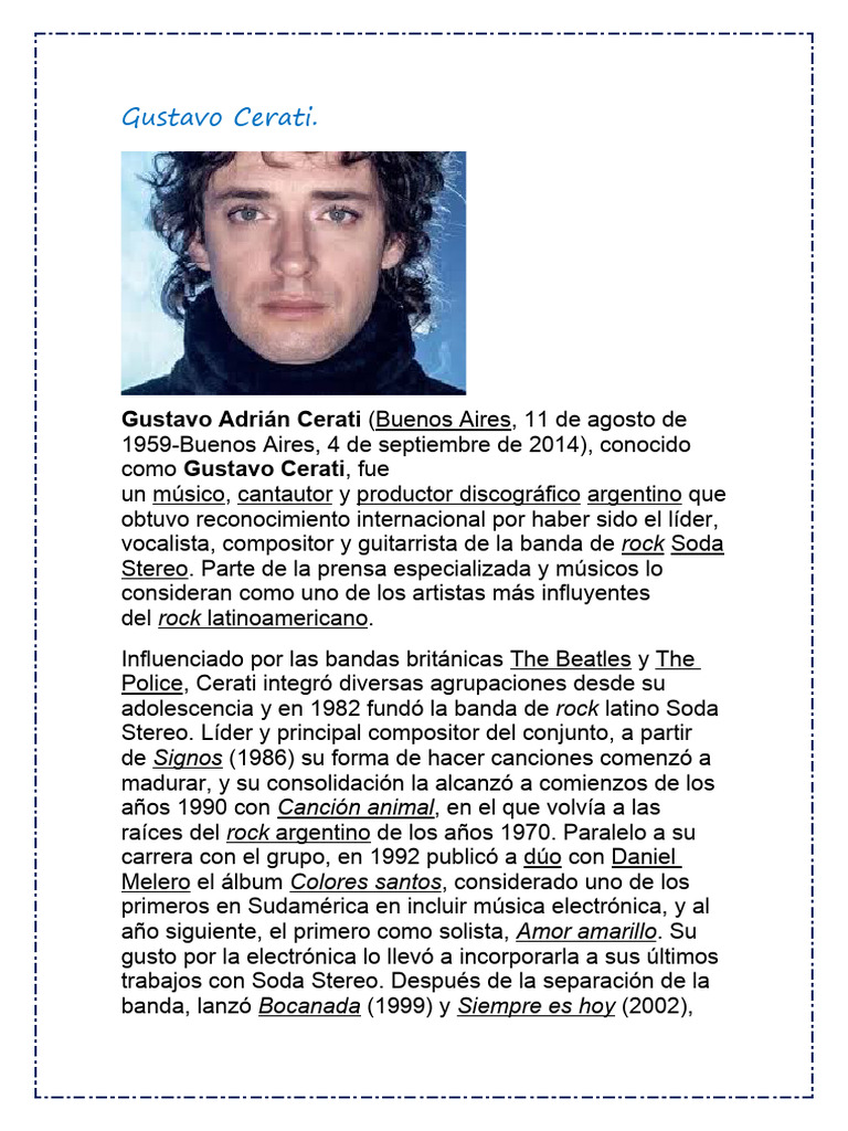 Gustavo Cerati | PDF | La música rock